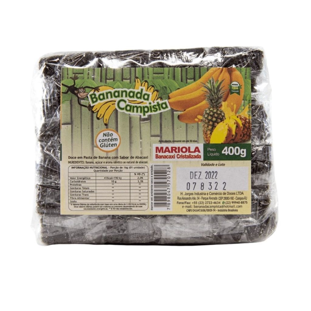 Mariola Cristalizada Com Sabores 400g Bananada Campista